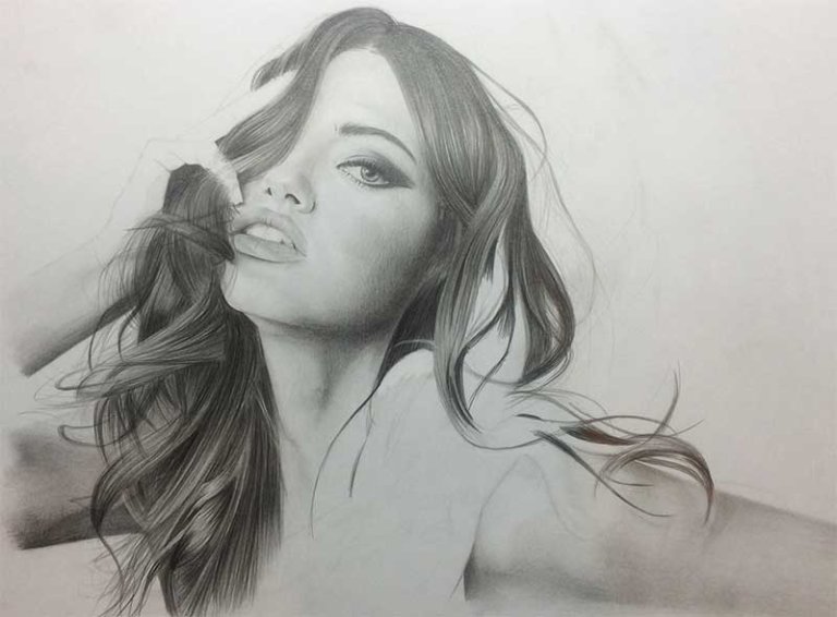 ADRIANA LIMA PENCIL DRAWING, by Artist Sophie Lawson