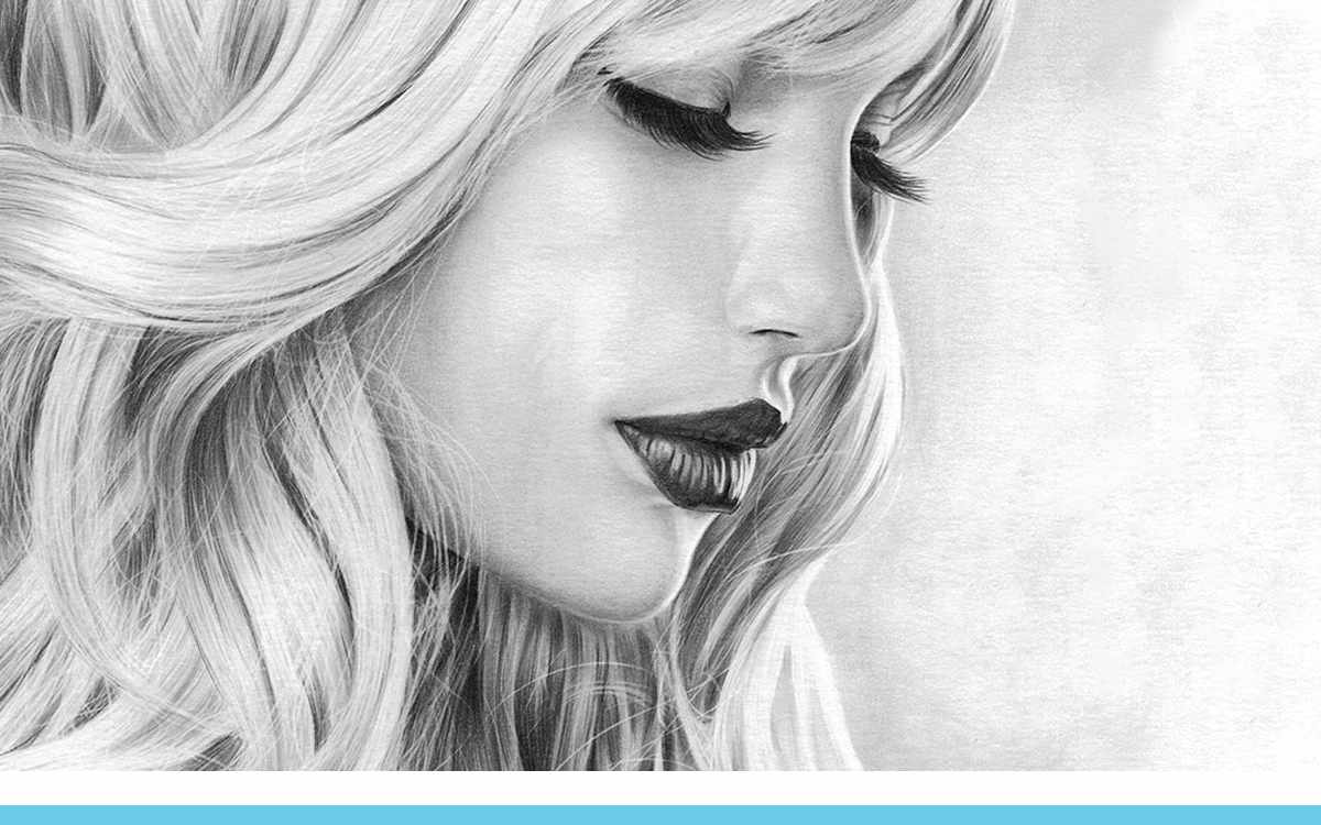 GIRL WITH LONG LASHES PENCIL DRAWING